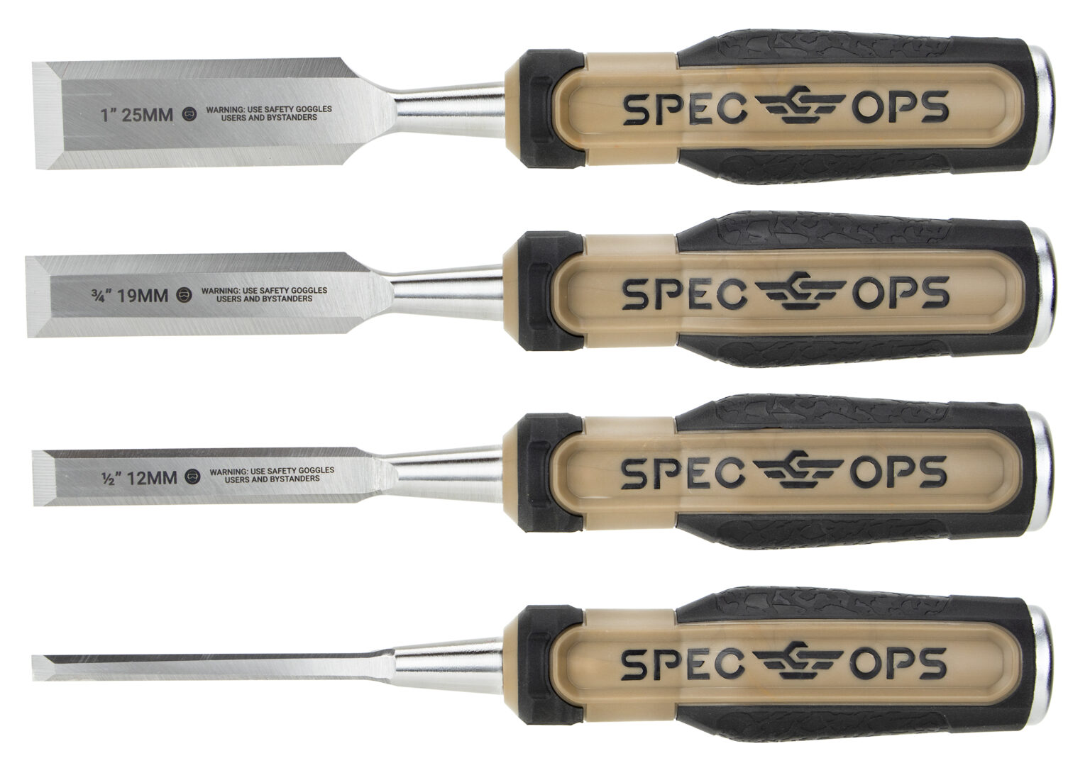 Spec Ops Bevel-Edge Wood Chisel Set 4-Piece - H To O Supply
